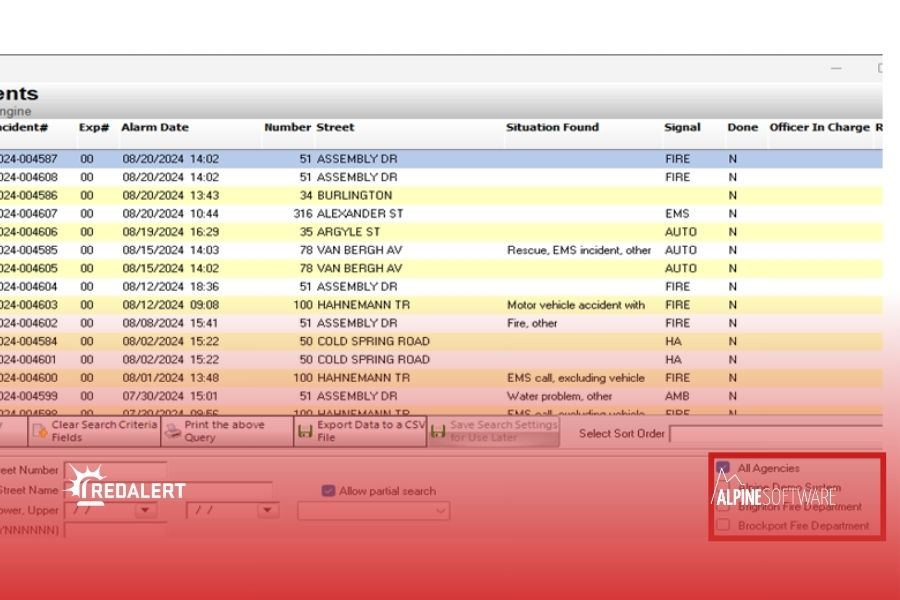 Multi-FDID Fire Department Software - RedAlert From Alpine Software, Fire Department RMS Software